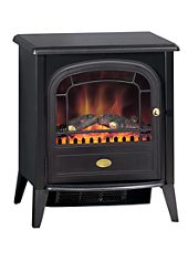 Brayford Black Electric Optiflame Stove Suite with Ivory White Surround ...