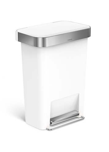 45L Plastic Rectangular Pedal Bin with Liner Pocket - White by ...