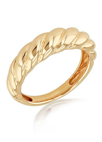 9CT Yellow Gold Chunky Twist Dome Ring by Tuscany Gold | Look Again