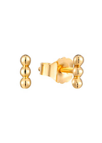 9ct Gold Dotted Bar Studs by For You Collection | Look Again