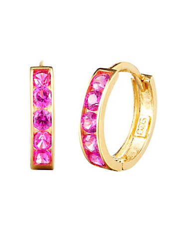 9ct Solid Gold Ruby CZ Hoops by For You Collection | Look Again