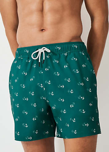 Anchor Printed Swim Shorts by Crew Clothing Company | Look Again