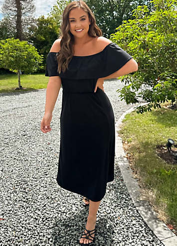 Black Bardit Split Detail Midi Dress by Jac Jossa | Look Again