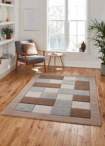 Brooklyn Modern Patchwork Border Soft Hand Carved Rug by Think Rugs ...