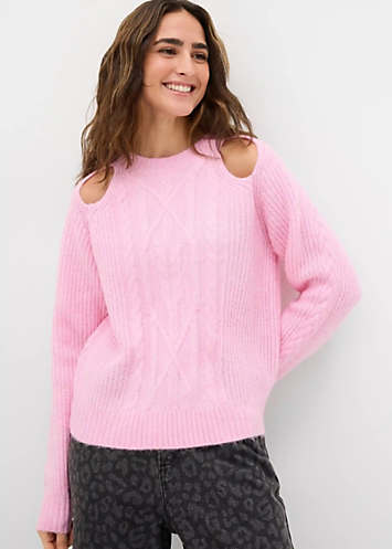 Cable Knit Cut-Out Jumper by bonprix | Look Again
