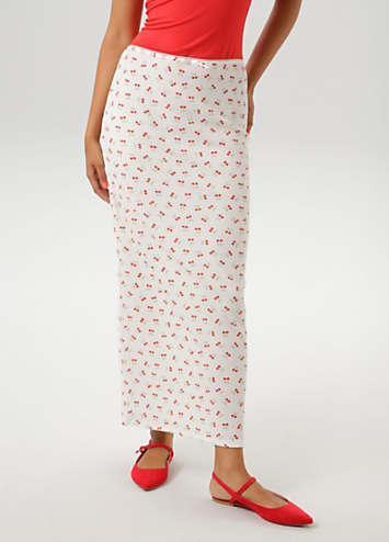 Cherry Print Maxi Skirt by Aniston | Look Again