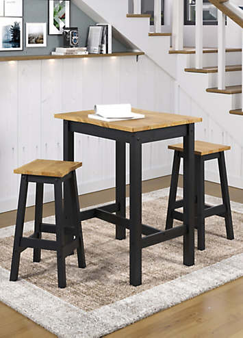 Corona Live Edge Small Rectangular High Breakfast Bar Table & 2 Bar ...