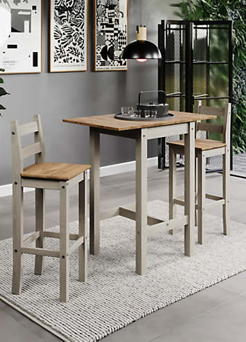 Corona Square High Breakfast Bar Drop Leaf Table & Bar Chair Set | Look ...