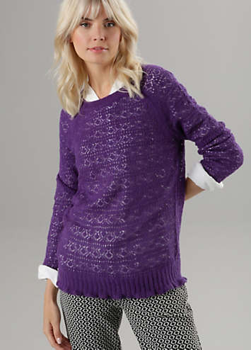 Crew Neck Knitted Jumper by Aniston | Look Again
