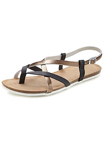 Cross Strap Toe Post Sandals by Vivance | Look Again
