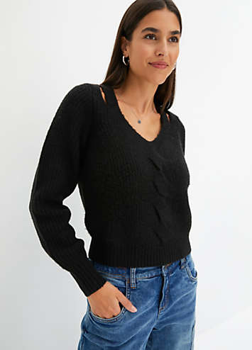 Cut-Out Rib Knit Jumper by bonprix | Look Again