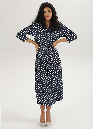 Dotty Print Midi Dress by Aniston | Look Again