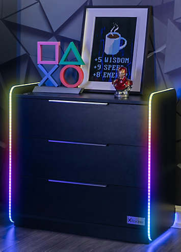 Electra Chest of 3 Drawers with APP Controlled LED Lights by X Rocker ...