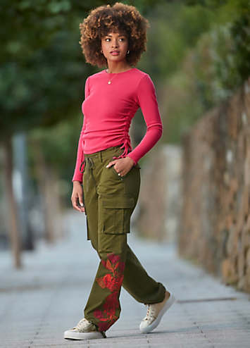 Embroidered Adjustable Cargo Pants by Joe Browns | Look Again