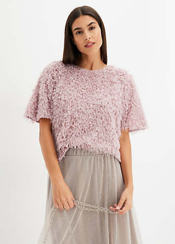 Feather Look Boxy Top by bonprix | Look Again