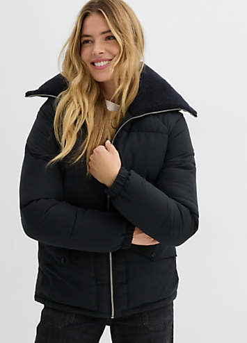 Fleece Collar Padded Coat by bonprix | Look Again