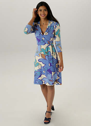 Floral Print Wrap Look Dress by Aniston | Look Again