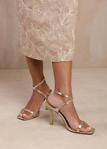 Florida Wide Fit Cross Over Strap Barely There High Heels in Gold ...