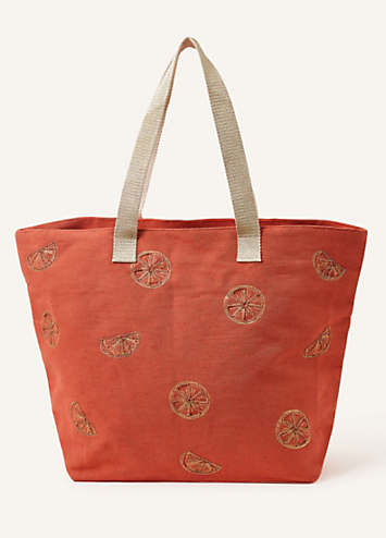 Foil Citrus Print Beach Tote Bag by Accessorize | Look Again