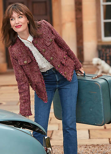 Frayed Edge Cropped Tweed Jacket by Joe Browns | Look Again