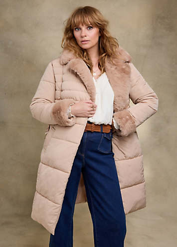 Fur Trim Puffer Coat by Together | Look Again