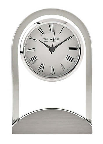 Glass Panel Aluminium Base Mantel Clock by William Widdop | Look Again