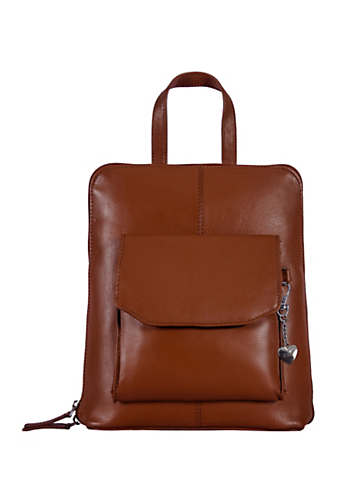 Greta Brown Leather Backpack by Storm London | Look Again
