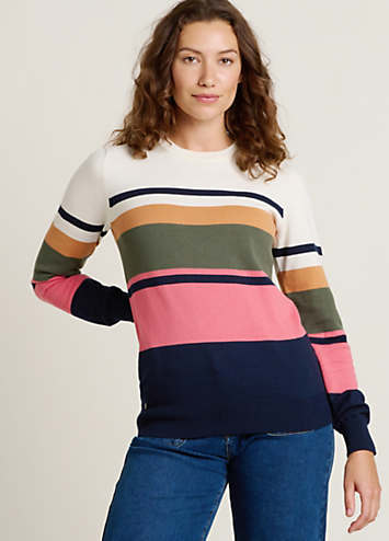 Horizon Stripe Knitted Crew Neck Jumper by Brakeburn | Look Again