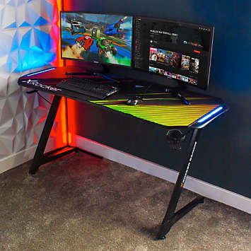 Jaguar Esports Gaming Desk with RGB Edge Lighting by X Rocker | Look Again