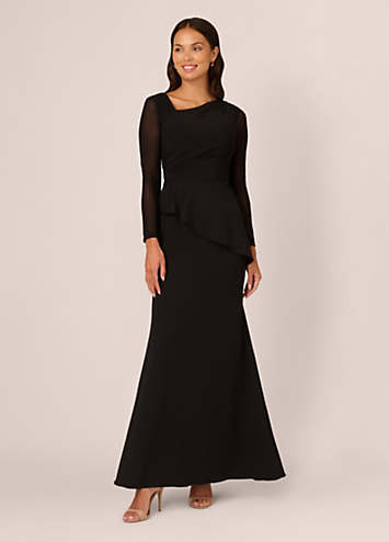 Knit Crepe Combo Mesh Gown by Adrianna Papell | Look Again