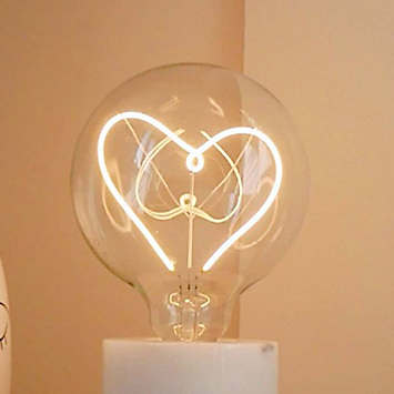 LED Filament Text Light Bulb White Heart by Steepletone | Look Again