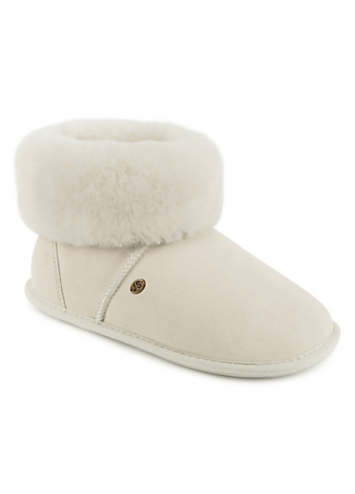 Ladies Just Sheepskin Albery Short Cream Boot Slippers by Totes | Look ...
