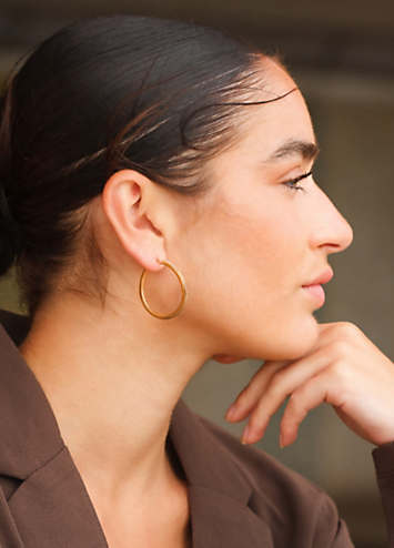 Large 9ct Gold 30mm Creole Hoop Earrings by For You Collection | Look Again