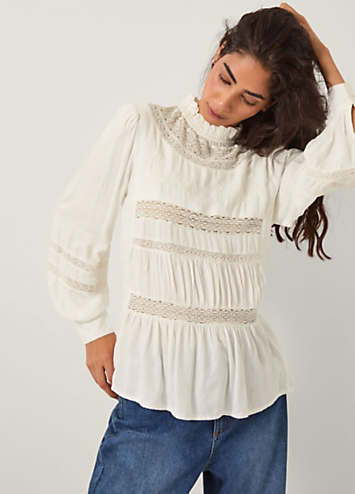Lila Embroidered Lace Panel Blouse by Monsoon | Look Again