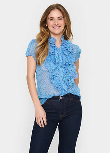 Lilja Short Sleeve Ruffle Blouse by Saint Tropez | Look Again