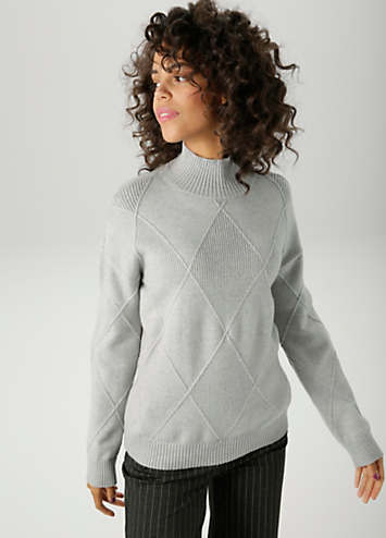Long Sleeve Diamond Pattern Jumper by Aniston | Look Again