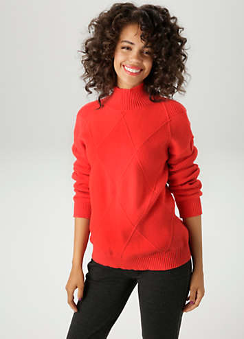 Long Sleeve Diamond Pattern Jumper by Aniston | Look Again