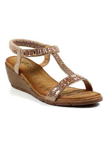 Macie Rose Gold Wedge Sandals by Lunar | Look Again