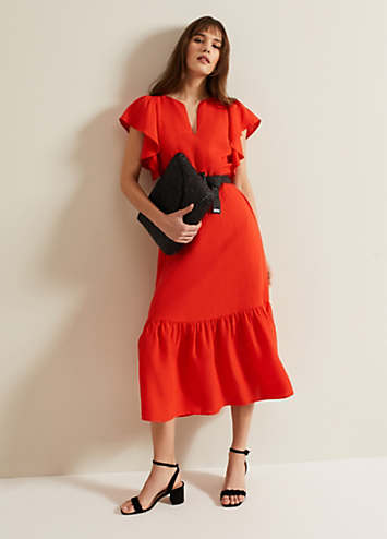 Morgan Red Linen Midi Dress by Phase Eight | Look Again