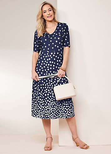 Navy Spot Tea Dress by Kaleidoscope | Look Again