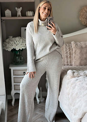Oatmeal Wide Rib Roll Neck Knit Co-Ord Jumper by Stacey Solomon | Look ...