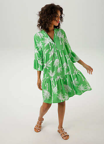 Palm Tree Print Tunic Dress by Aniston | Look Again