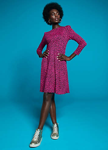 Pink Animal Print Flippy Hem Jersey Dress by Freemans | Look Again