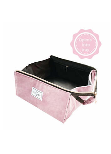 Pink Velvet Open Flat Makeup Box Bag by The Flat Lay Co. | Look Again
