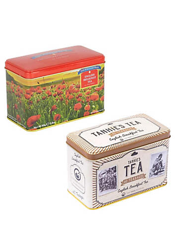 Poppy Tea Tin With 40 English Breakfast Teabags & Tankies Tea Tank ...