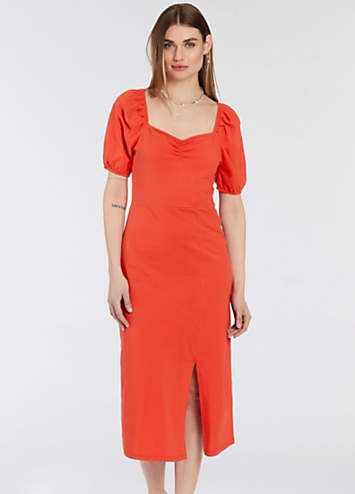 Puff Sleeve Midi Dress by AJC | Look Again