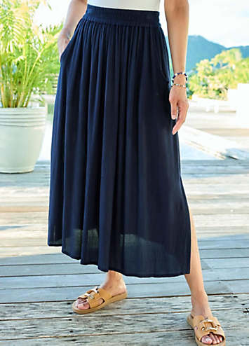 Pull-On Crinkle Maxi Skirt by Cotton Traders | Look Again