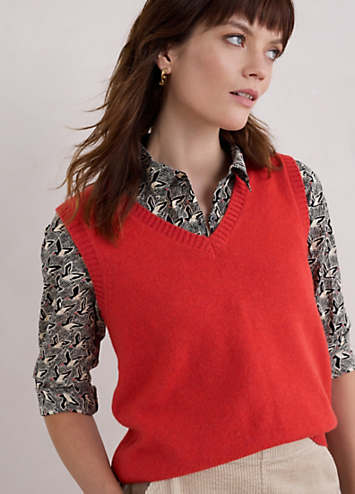 Red East View V-Neck Knitted Vest by Seasalt Cornwall | Look Again