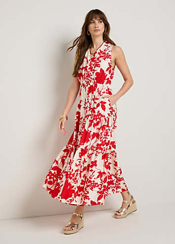 Red Floral Midi Dress by Freemans | Look Again