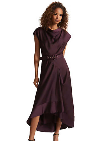 Sabrianna Burgundy Satin Midi Dress by Phase Eight | Look Again